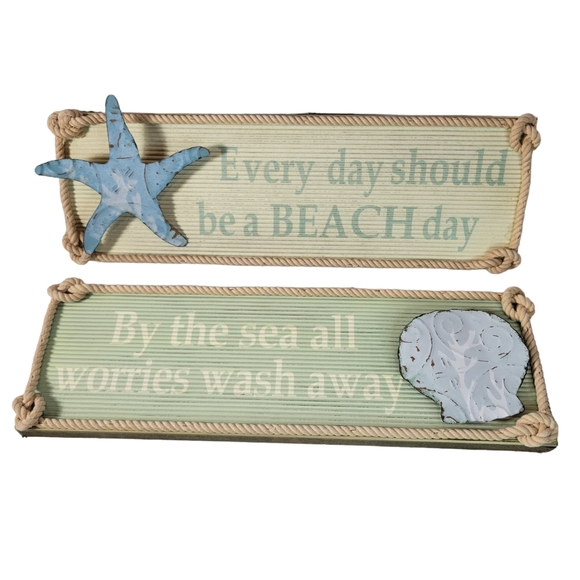 Accents | Sea Green Beach Signs Pictures Set Of 2 | Poshmark